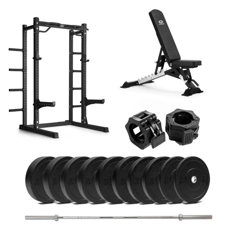 Abilica HR 500 Half Rack Bumper med bänk - 110 kg | Träningspartner